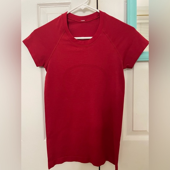 lululemon athletica | Tops | Lululemon Red Swiftly Tech Short Sleeve ...